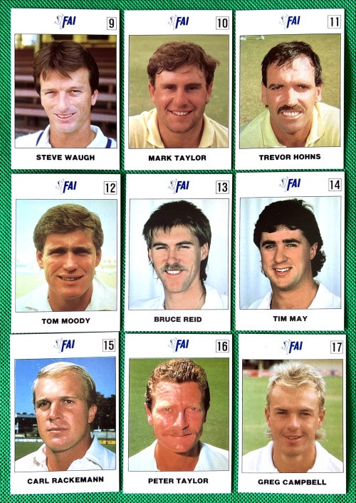 1989-90 SEASON - AUSTRALIAN CRICKET TEAM FAI CARD SET