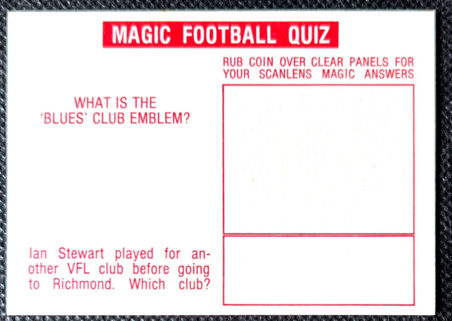 1975 VFL SCANLENS # 122 NORM GOSS SOUTH MELBOURNE SWANS CARD