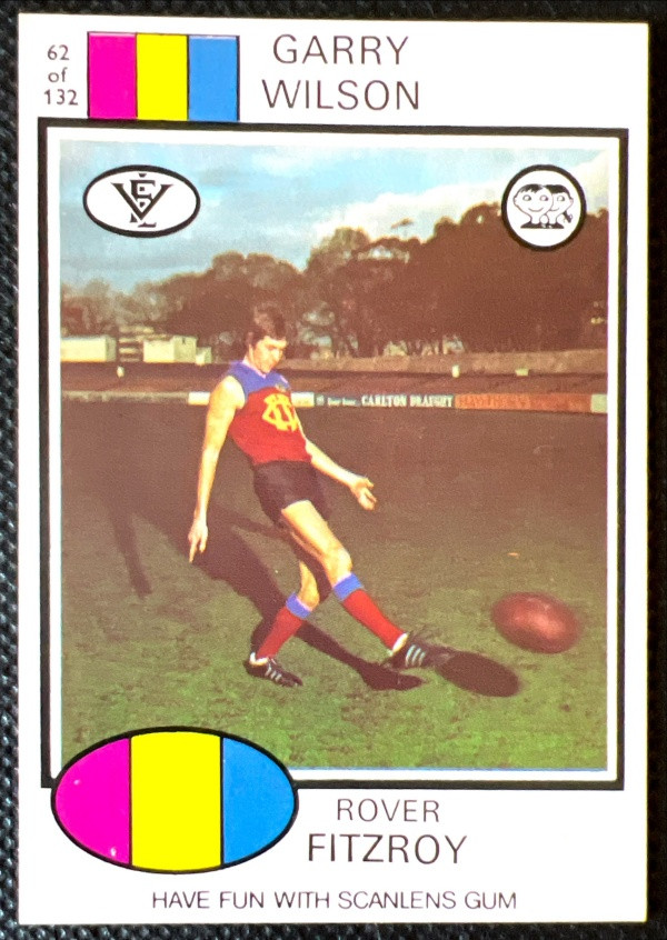 1975 VFL SCANLENS #62 GARRY WILSON FITZROY LIONS CARD