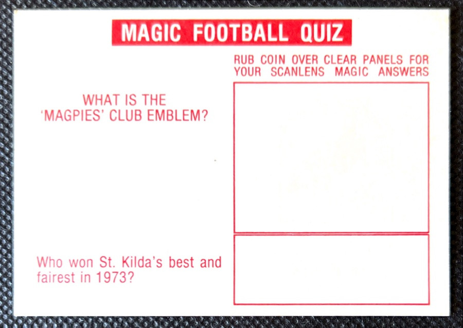 1975 VFL SCANLENS #48 STUART MAGEE FOOTSCRAY BULLDOGS CARD