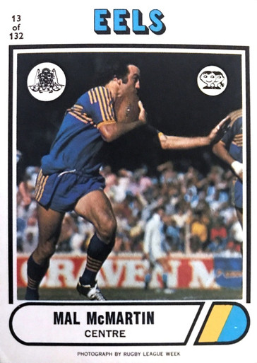 1976 Scanlens #13 MAL McMARTIN Parramatta Eels Rugby League Card