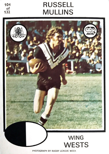 1975 Scanlens #104 RUSSELL MULLINS Western Suburbs Magpies Rugby League ...