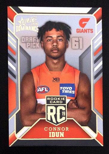 2019 AFL Select Dominance Rookie Card CONNOR IDUN Greater Western ...
