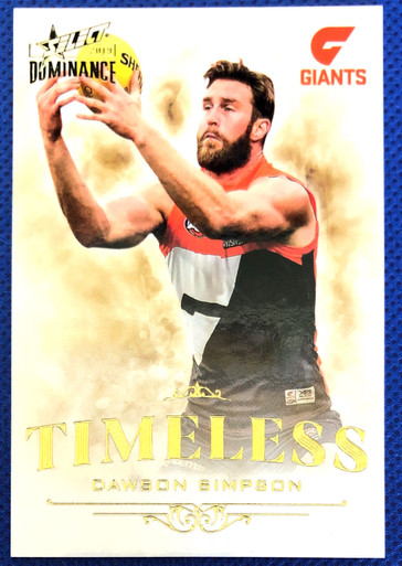 2019 AFL Select Dominance DAWSON SIMPSON GREATER WESTERN SYDNEY GIANTS Timeless Card