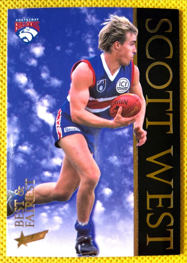 1996 SELECT SCOTT WEST FOOTSCRAY BULLDOGS BEST & FAIREST CARD