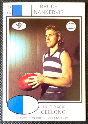 1975 VFL SCANLENS #24 BRUCE NANKERVIS GEELONG CATS CARD