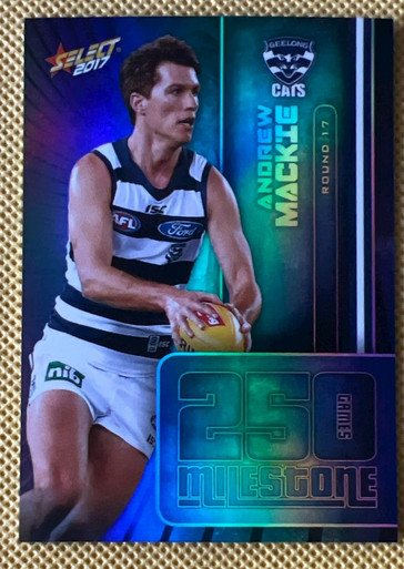 2017 AFL SELECT FOOTY STARS MG32 ANDREW MACKIE GEELONG CATS 250 GAME ...