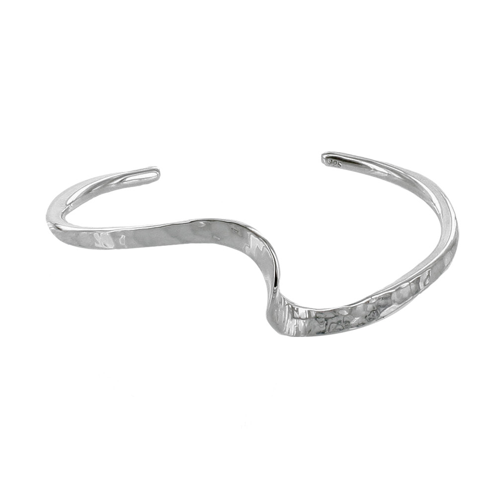 Sterling Silver Hammered Wave Cuff Bracelet