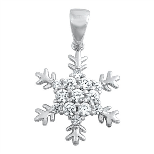 Sparkling Snowflake Pendant with CZ Center