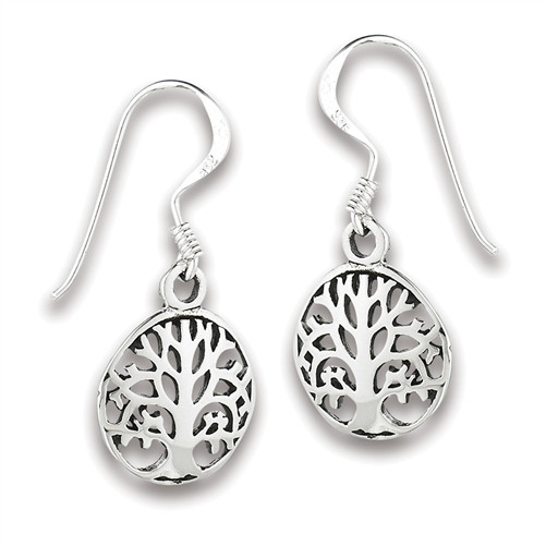 Round Cutout Tree Of Life Dangle Earrings
