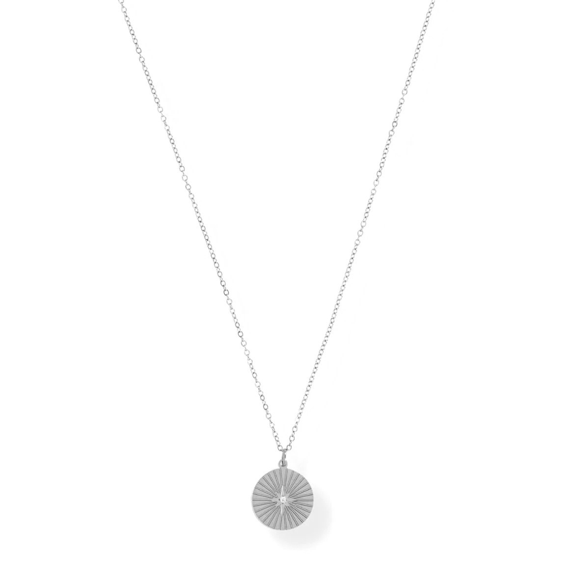 Ellie Vail Rue Sunburst Disc Necklace in Silver
