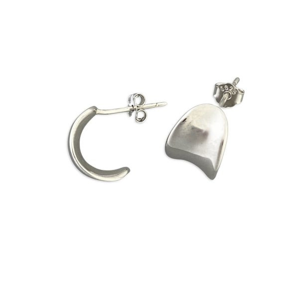 Sterling Silver Concave 1/2 Hoop Postback Earrings