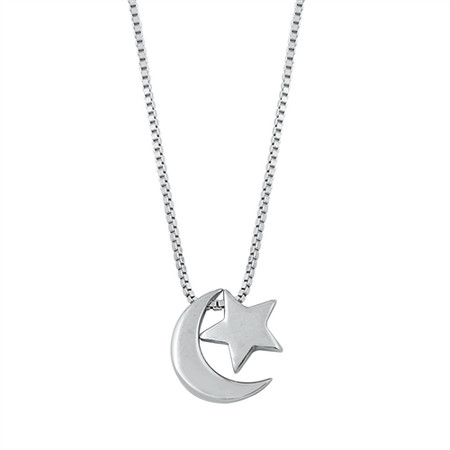 Crescent Moon Star Necklace