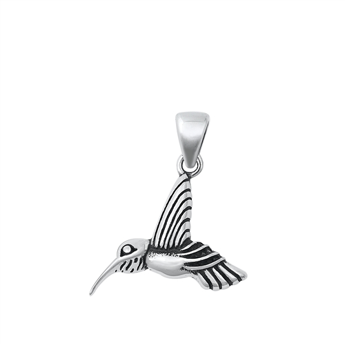 Sterling Silver Modern Hummingbird Pendant