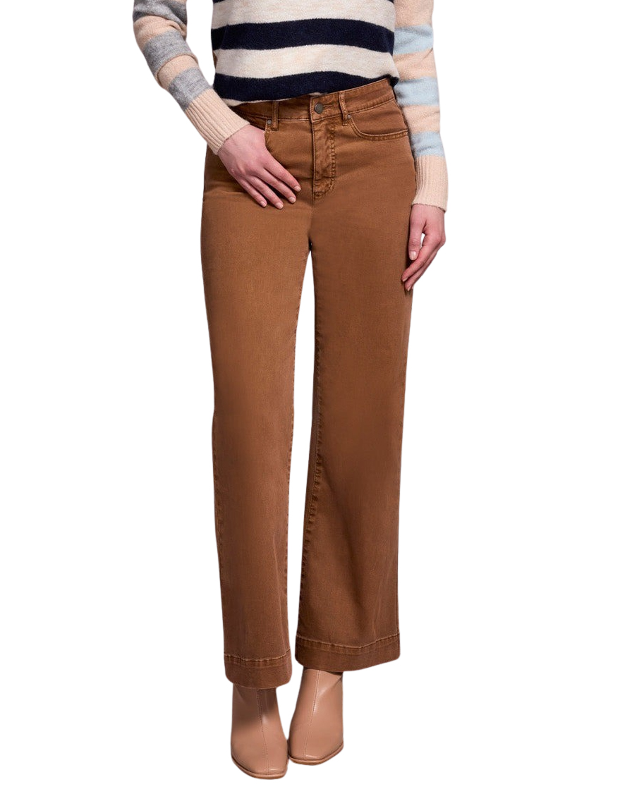 Tribal Comfort Stretch Fly Front Wide Leg Pants