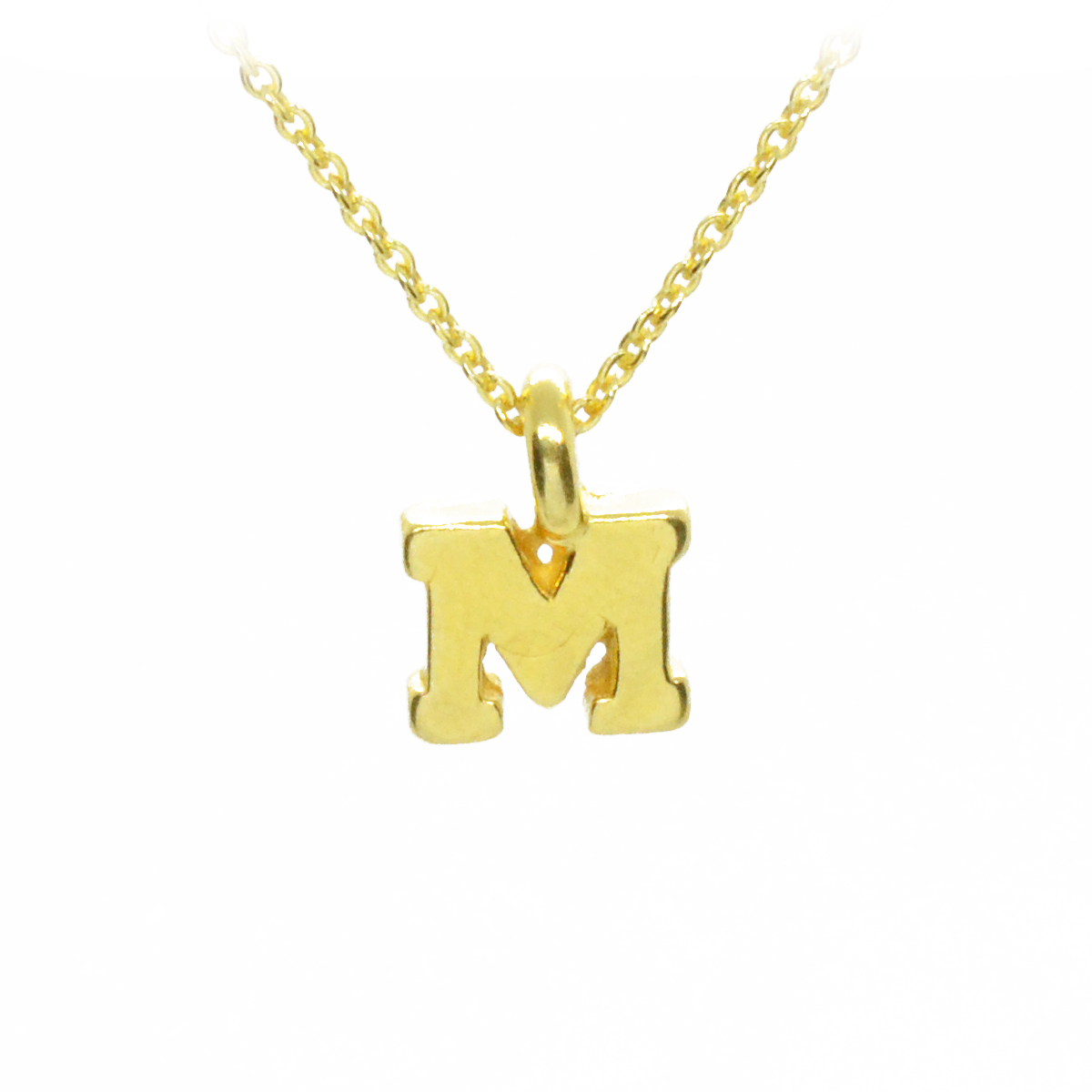 Tiny Initial "M" Necklace - Gold