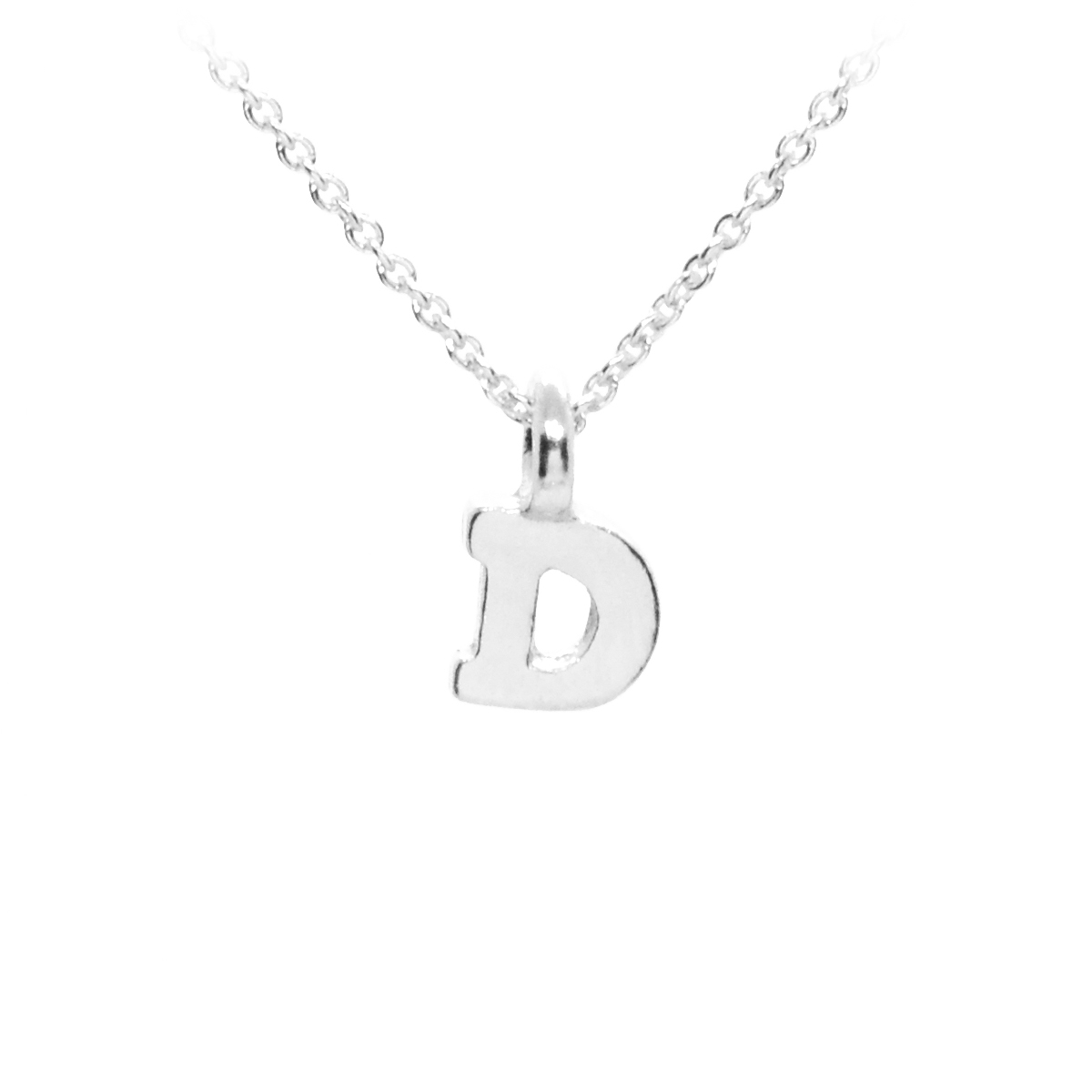 Tiny Initial "D" Necklace - Silver