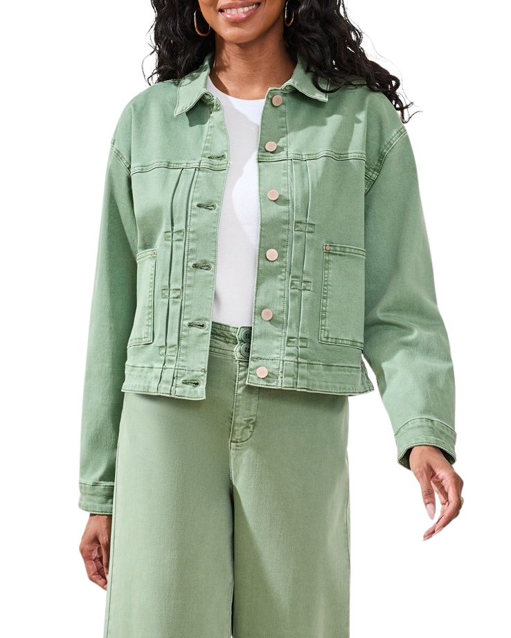 Tribal Comfort Stretch Denim Button-Front Jacket