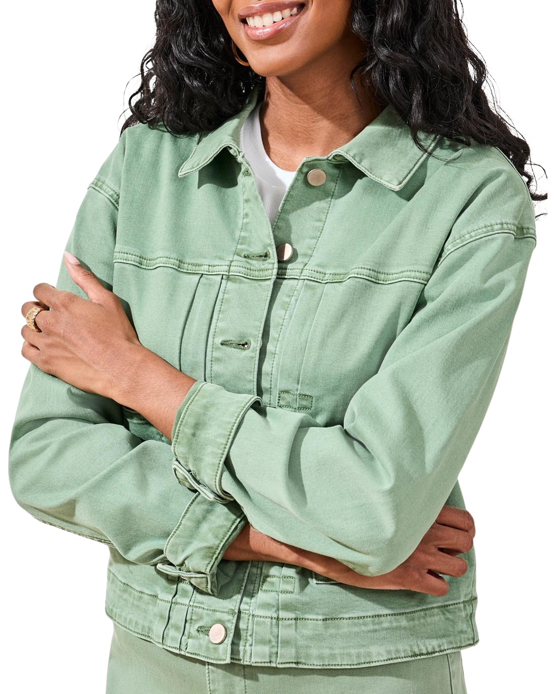 Tribal Comfort Stretch Denim Button-Front Jacket