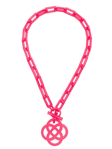Grace Link Collar Necklace - Neon Pink