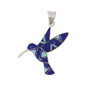 Sterling Silver Humming Bird Inlay Pendant