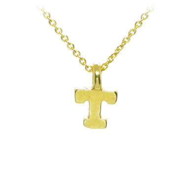 Tiny Initial "T" Necklace - Gold