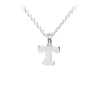 Tiny Initial "T" Necklace - Silver