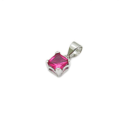 Ruby Princess Cut Birthstone Pendant