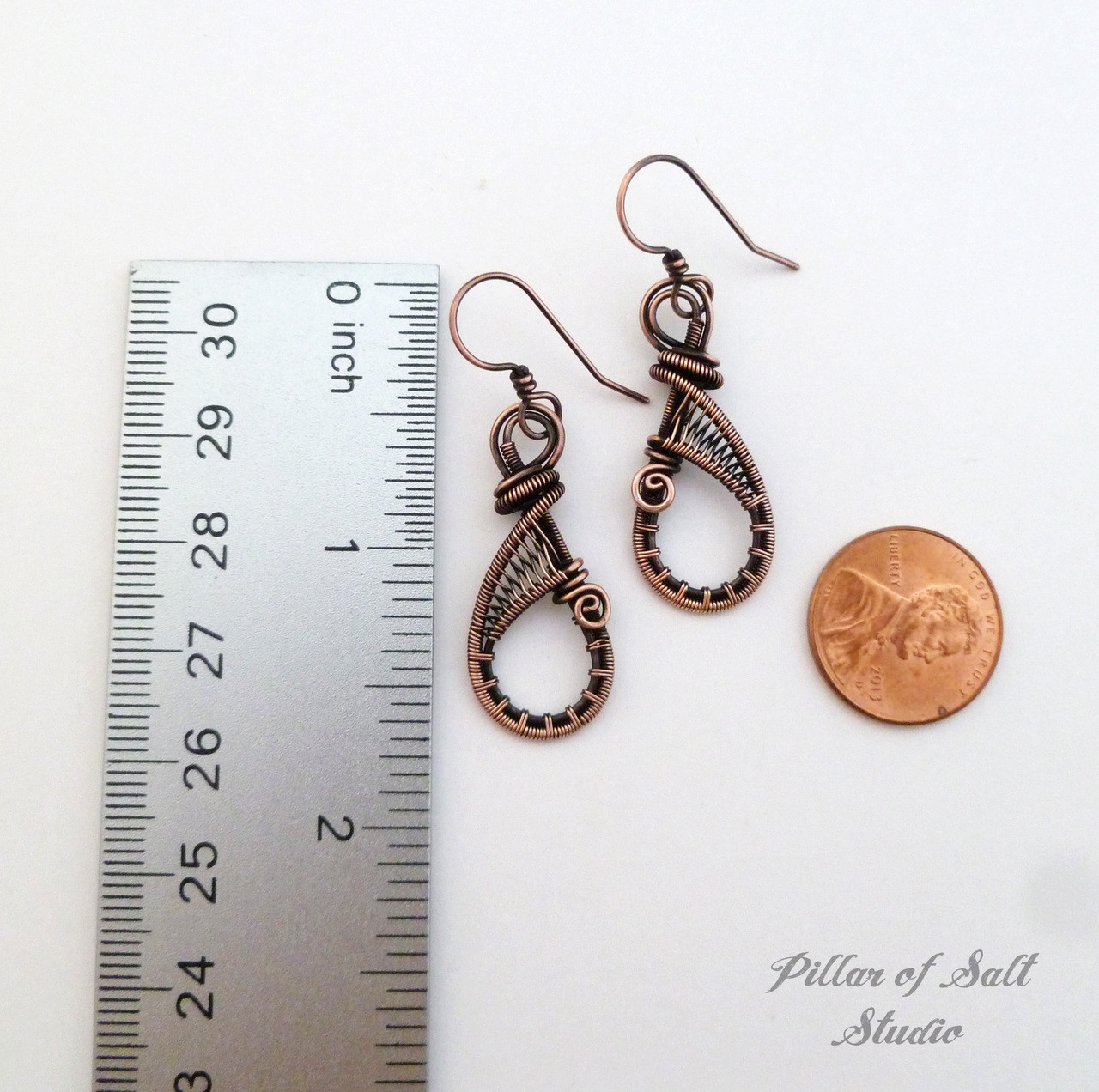 Solid copper woven wire teardrop earrings / earthy jewelry by Pillar of ...