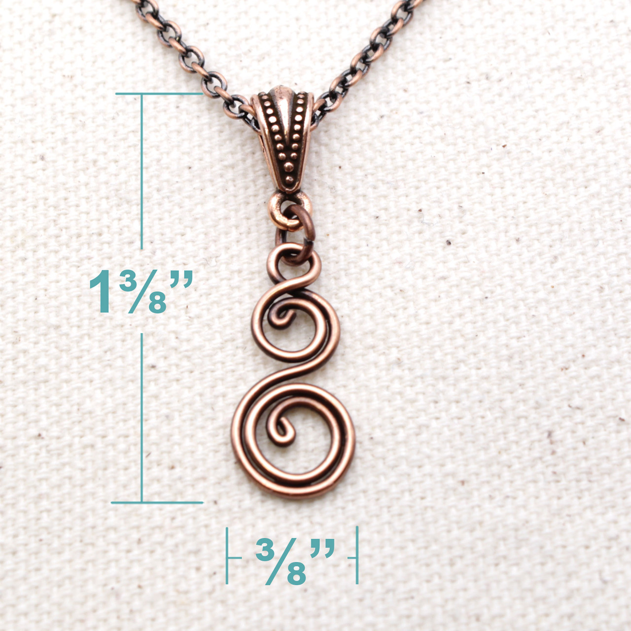 Small Double Spiral Copper Pendant Necklace - Pillar of Salt Studio, Inc.