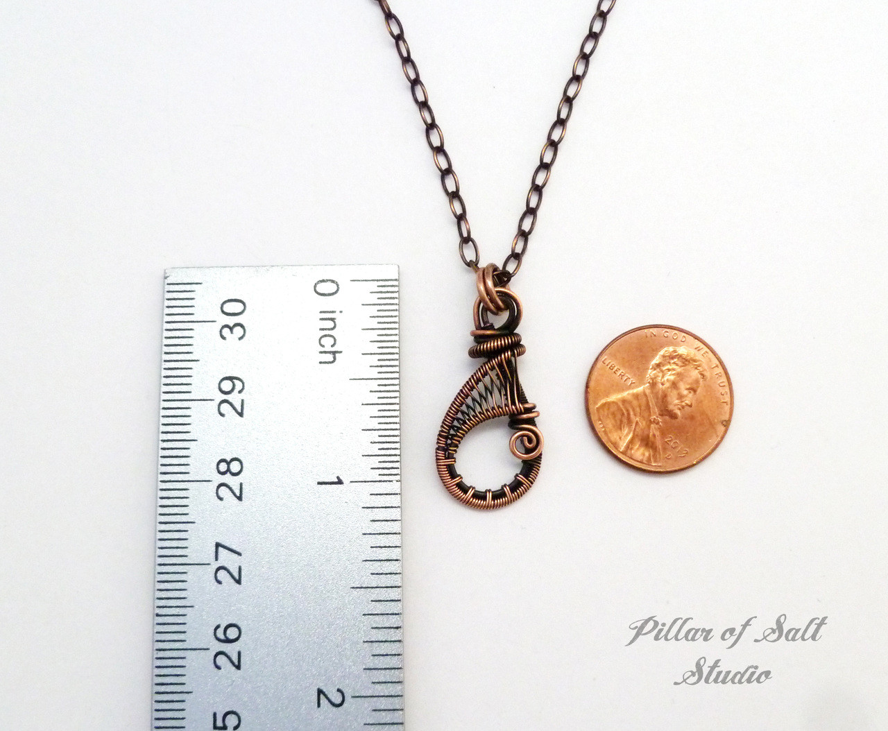 Dainty Woven wire teardrop copper wire wrapped pendant necklace ...