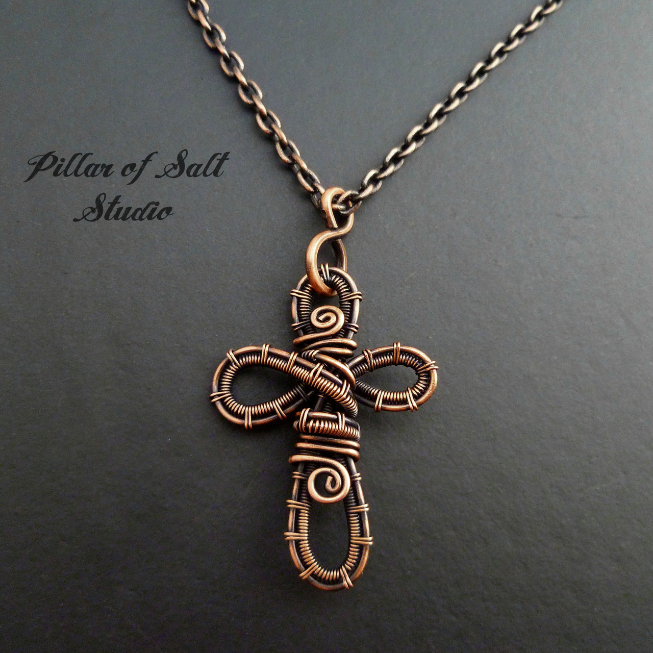 Copper woven wire cross pendant necklace / wire wrapped jewelry by ...