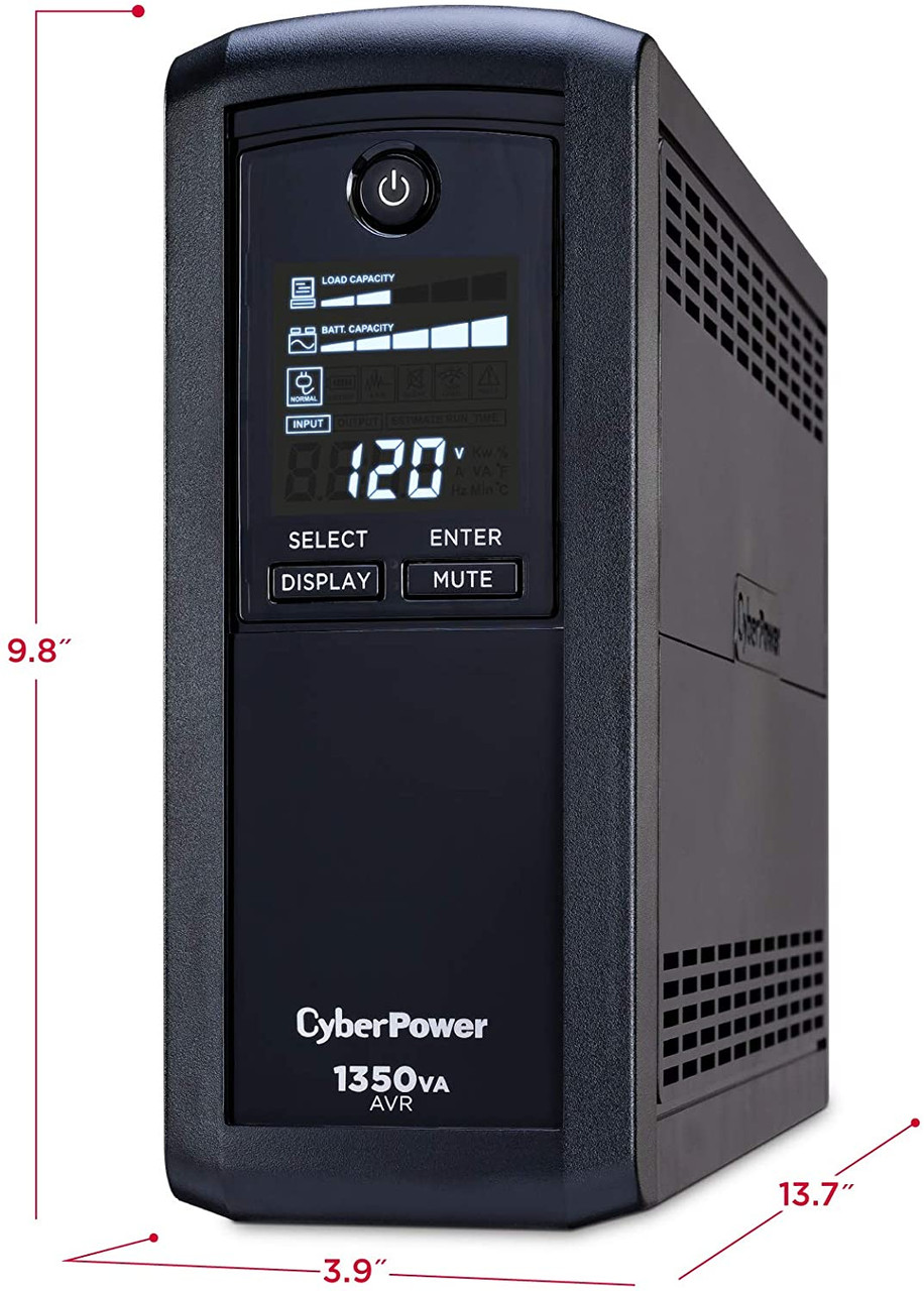 CyberPower CP1350AVRLCD Intelligent LCD UPS System, 1350VA/815W, 10 ...