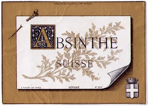 Antique Absinthe Swiss Bottle Label #6
