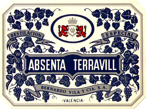 Antique Absenta Terravill Absinthe Bottle Label