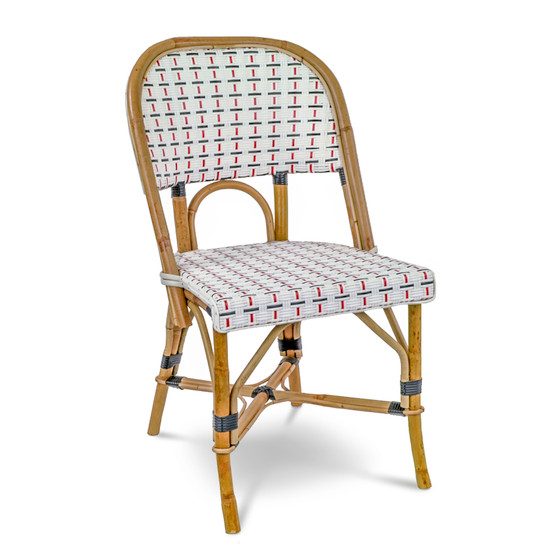 Valence French Bistro Rattan Chair - Vertical Pattern - White/Black/Red ...