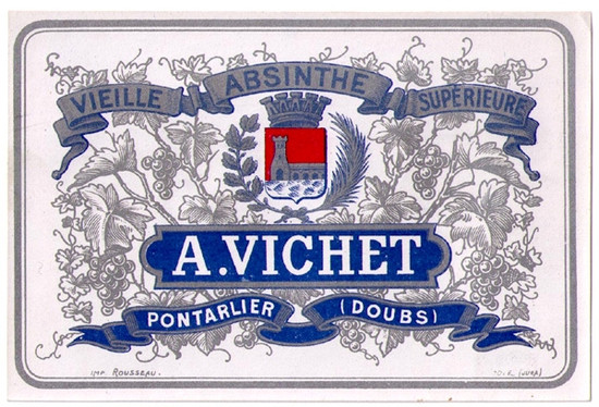 Antique Vichet Absinthe Bottle Label