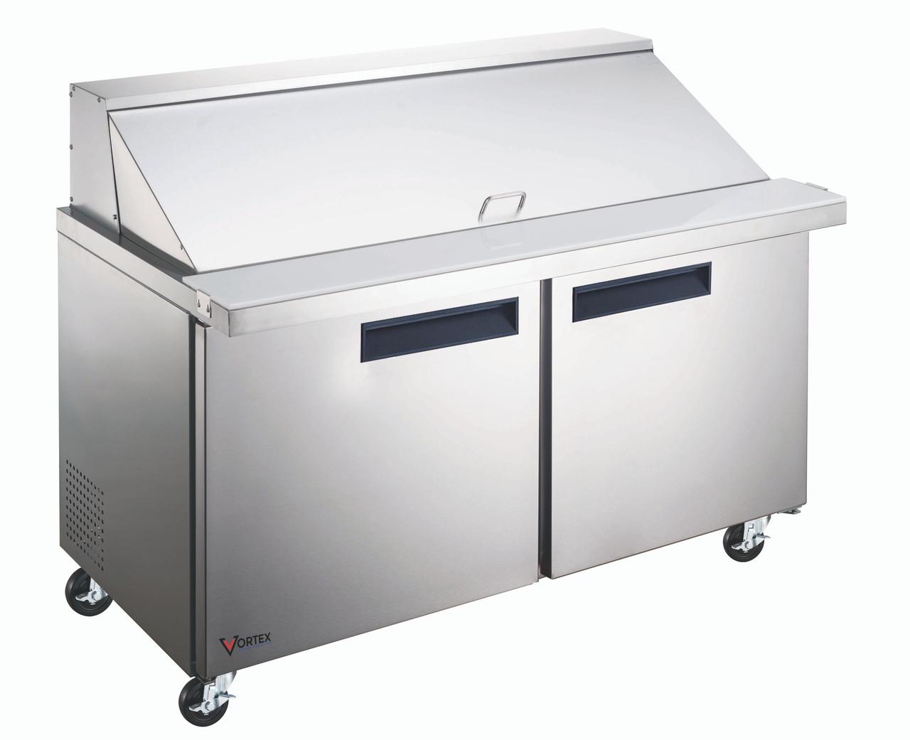Vortex 2 Door Mega Top 18 Pan Salad/Sandwich Prep Table VM-48SPT-2MT-18 Vortex 2 Door Mega Top 18 Pan Salad/Sandwich Prep Table VM-48SPT-2MT-18