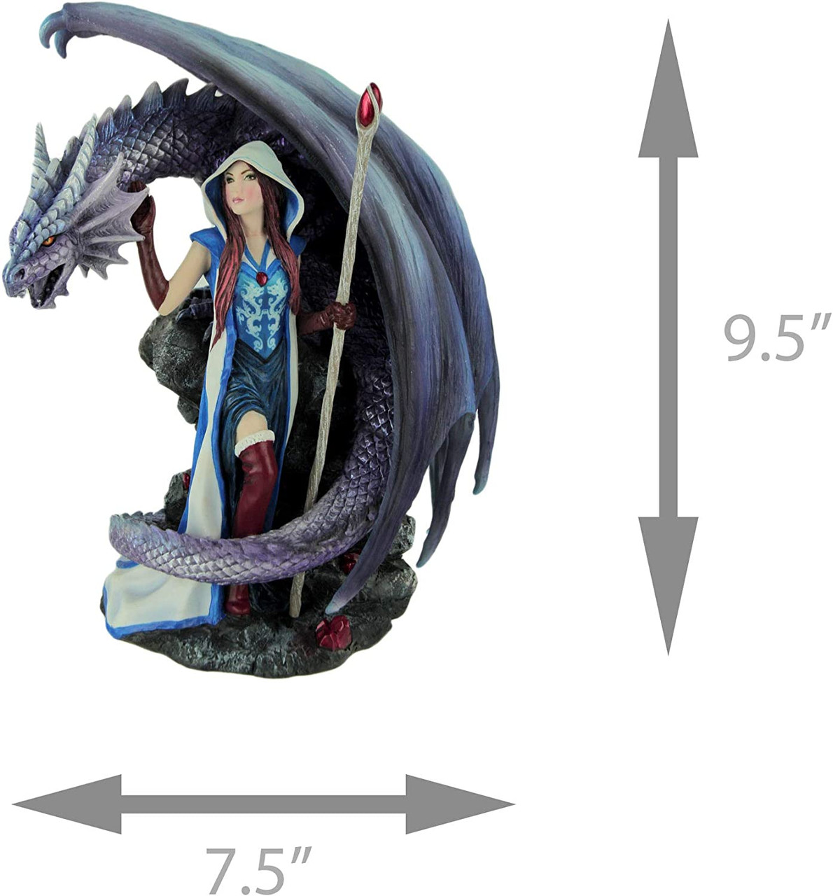 Anne Stoke Sorceress & Dragon Statue Statue 9.5" - Botanica San Lazaro