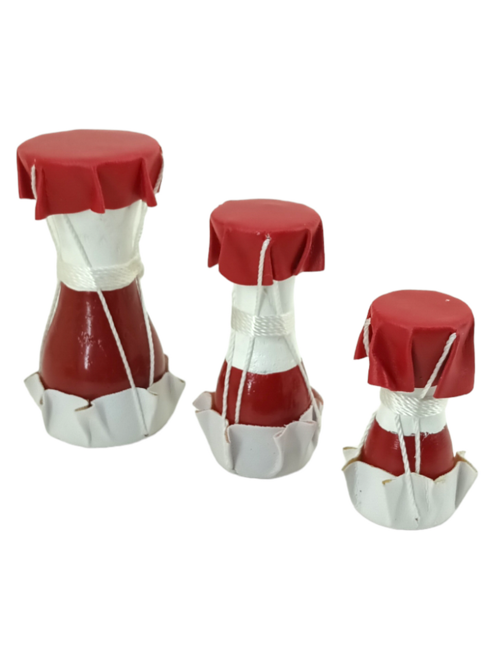 Orisha Shango Mini Drums / Red & White / 3 Piece Set / Tamborcitos De ...