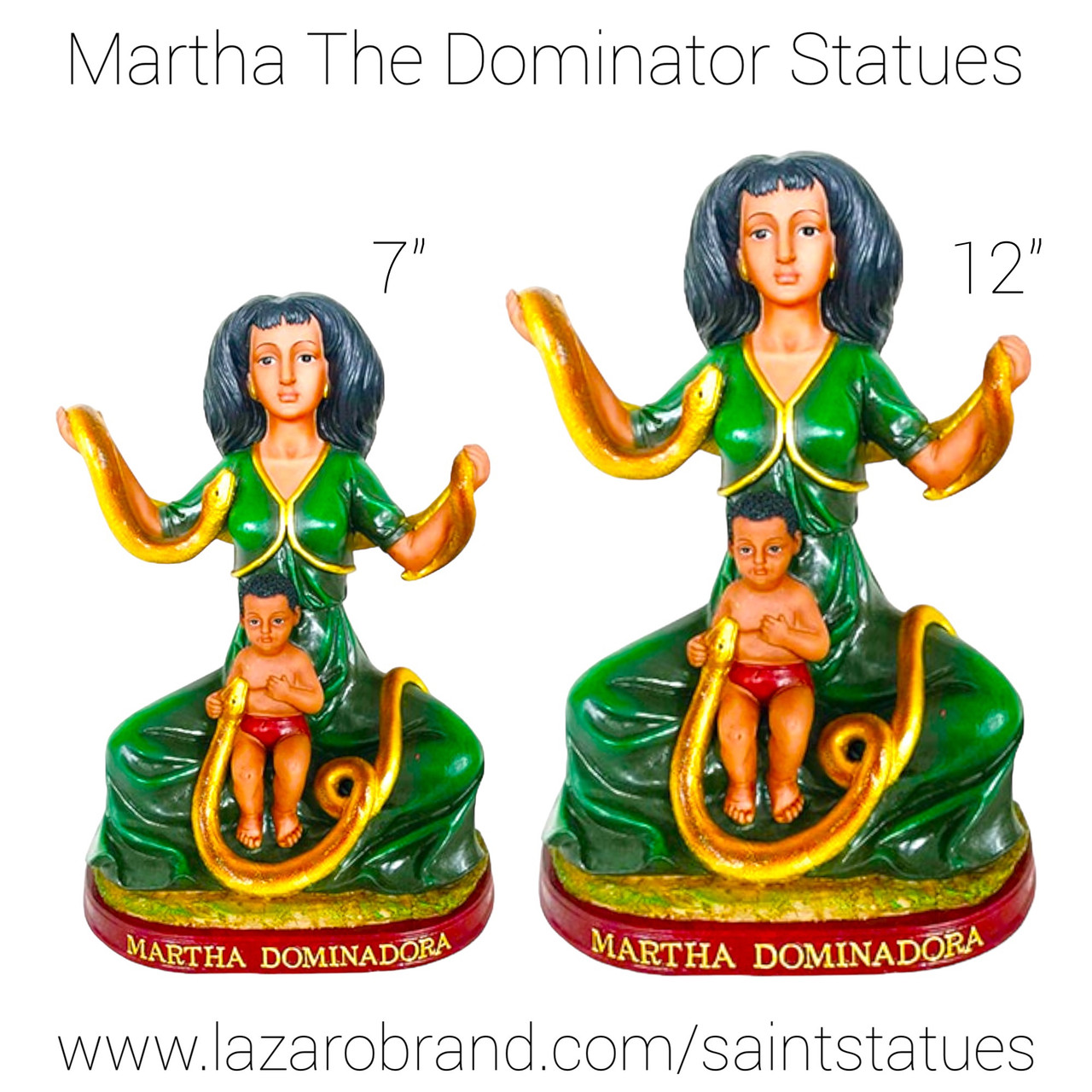 Martha Dominadora Statue: Holding Snake & With Child (7”) - Botanica ...