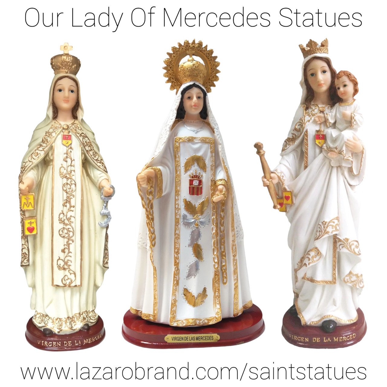 Virgen De Mercedes Statue - Ornate & Elegant (12”) - Botanica San Lazaro