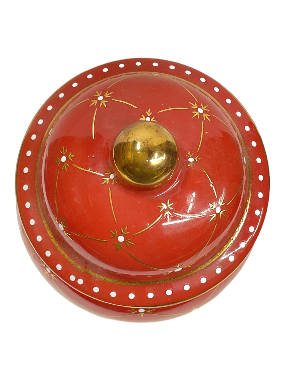 Porcelain Offering Jar (Sopera with Lid) - Red with Golden Design (6 ...