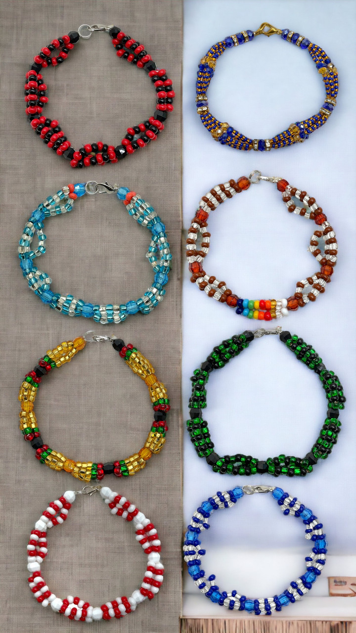 Orisha Shango (Chango) Fancy Eleke Bead White With Red Clasp Bracelet 8 ...