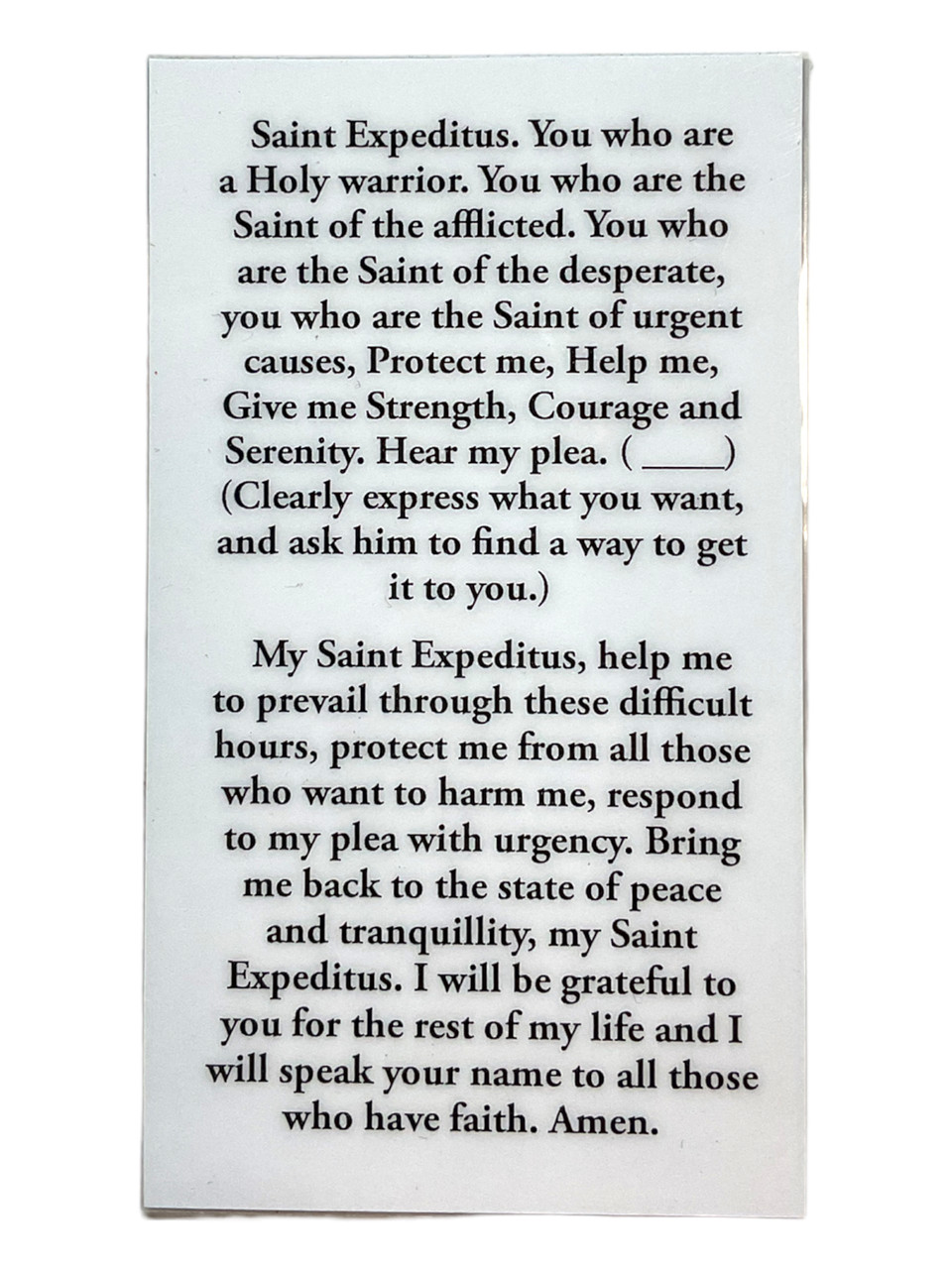 Saint Expeditus Laminated Prayer Card: Praying for Urgent Needs ...