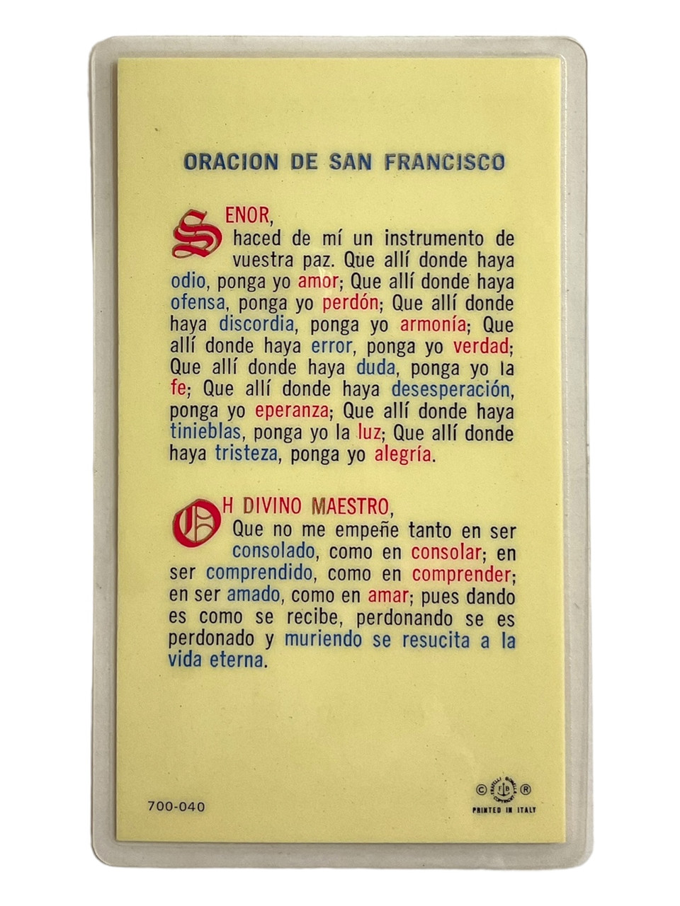 San Francisco Laminated Prayer Card: Peace & Compassion (Spanish 4” x 2 ...