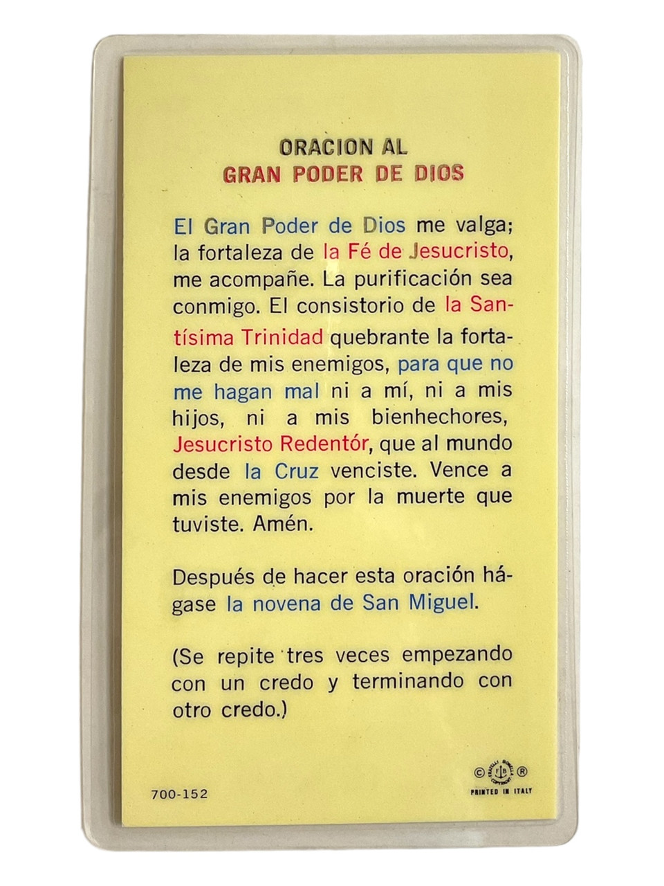 Gran Poder De Dios Laminated Prayer Card: Strength & Divine Power (#1 ...