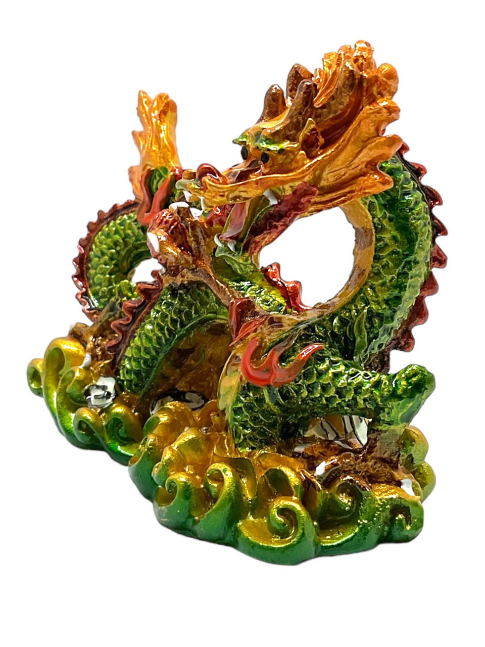 Feng Shui Colorful Dragon Facing Right 3.5” Resin Figurine For Good ...