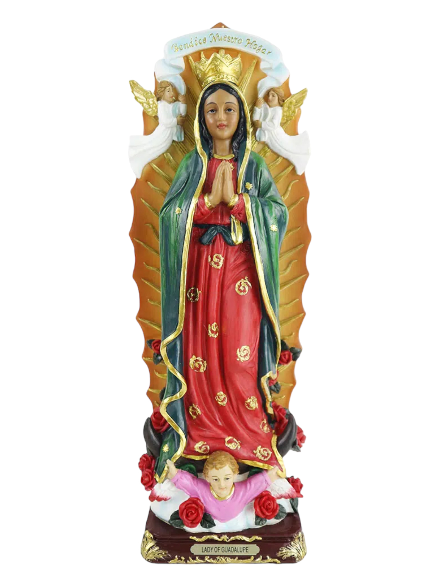 Lady Of Guadalupe Statue: Patron Saint Of Mexico - Wearing Golden Crown ...