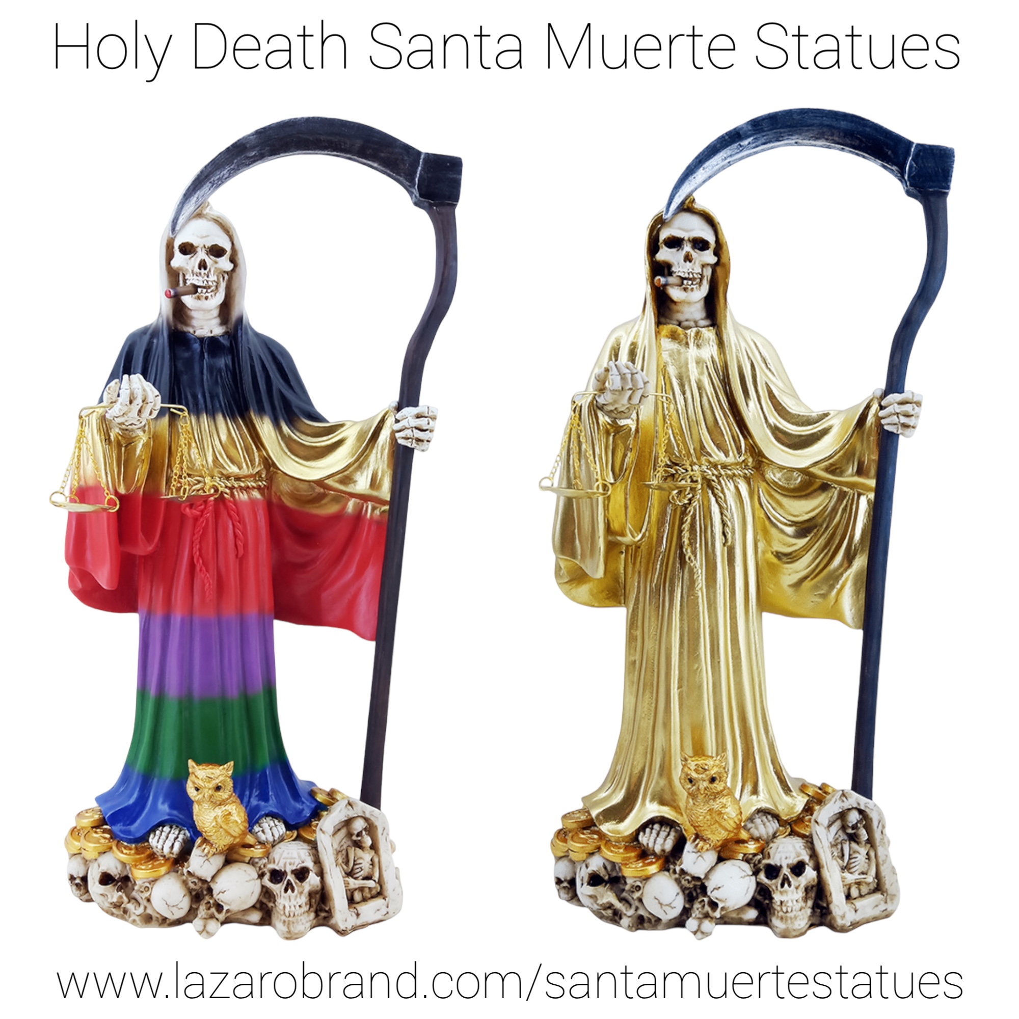 Santa Muerte Statue: Multicolor (13") - Botanica San Lazaro